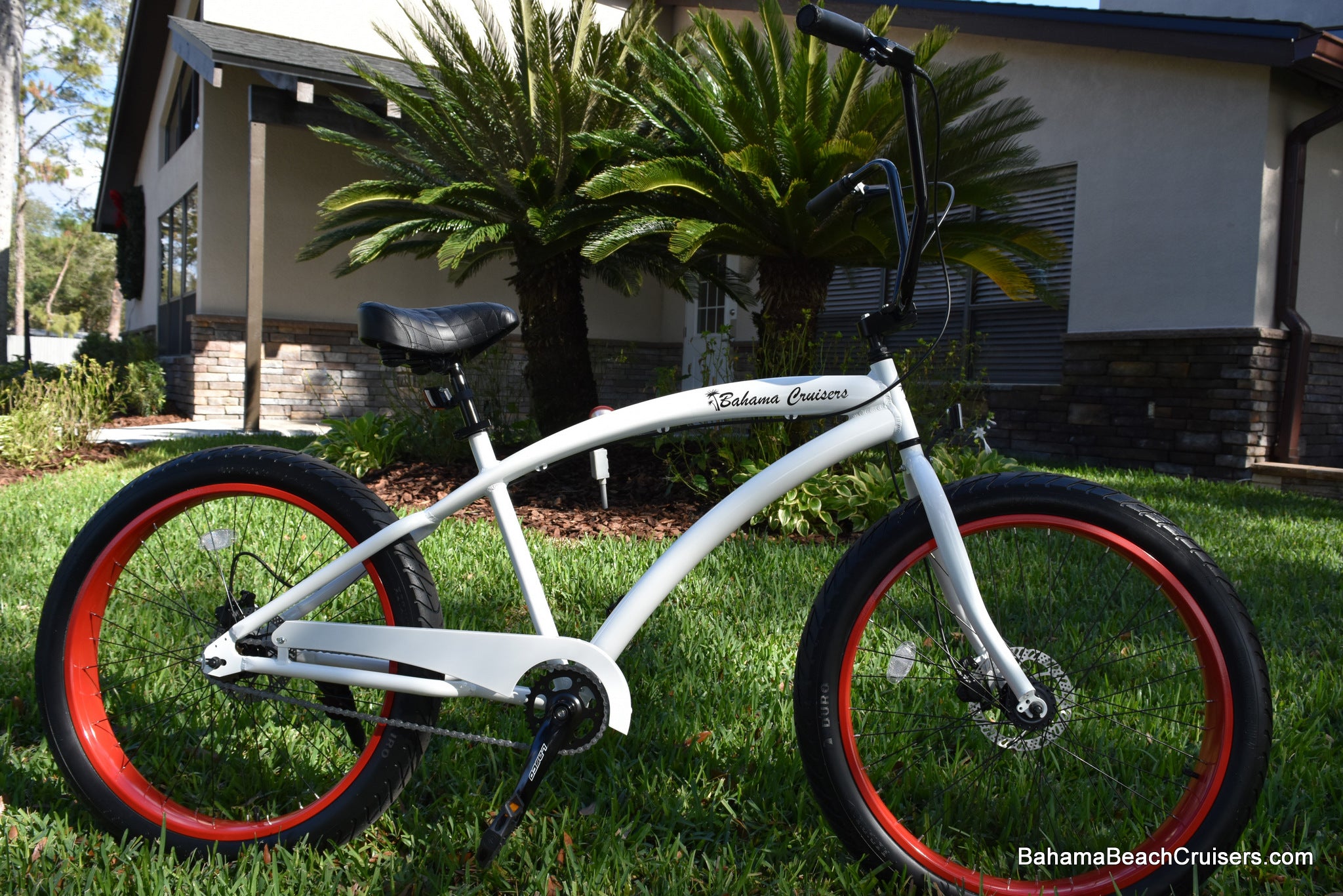 BAHAMA CRUISERS | NEW 3.0 CUSTOM BEACH CRUISER White Frame/Viper Red W ...